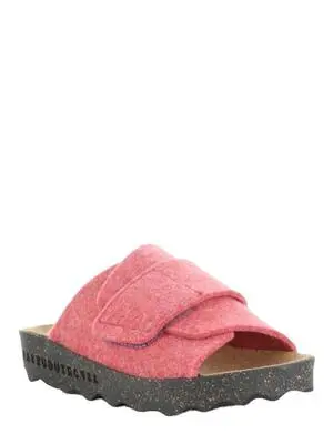 Fly London Clavi Wool Felt Slide Sandal Ruby Red