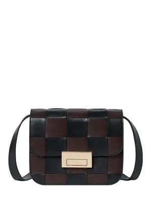 LOEFFLER RANDALL Desi Woven Leather Crossbody Bag - Black/espresso