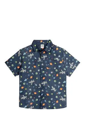 Disney Short Sleeve Button Down Shirt - Buzz Lightyear Blue Blue