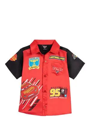 Disney Short Sleeve Button Down Shirt - Lightning Mcqueen Red Red