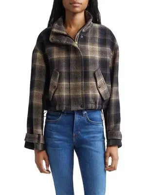 Veronica Beard Plaid Wool-blend Jacket - Black/taupe Multi