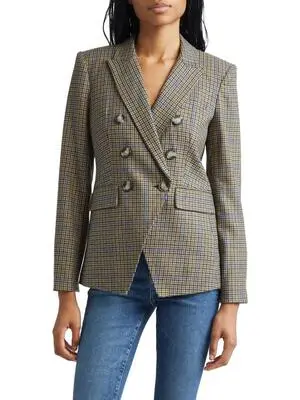 Veronica Beard Miller Houndstooth Dickey Jacket - Moss Brown Multi