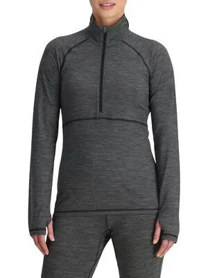 OUTDOOR RESEARCH Alpine Onset 150 Merino Wool Blend Base Layer Half Zip Pullover - Black Heather