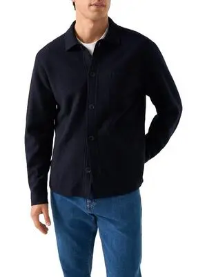 Eton Boiled Wool Overshirt - Navy
