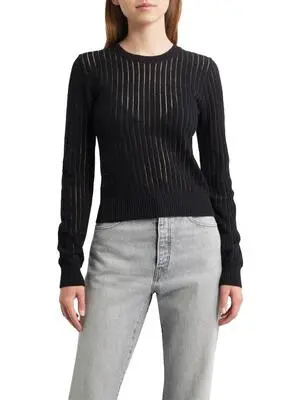 FRAME Sheer Stripe Sweater - Black