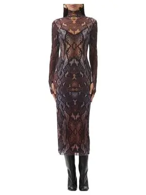 AFRM Shailene Printed Midi Dress - Placed Umber Snake