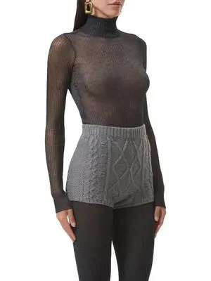 AFRM Bristol Metallic Semisheer Top Noir