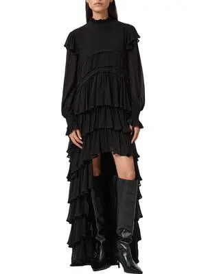 ALLSAINTS Cavalry Ruffle Maxi Dress - Black