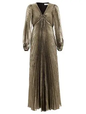 PHASE EIGHT Metallic Pleated Maxi Dress - Gold