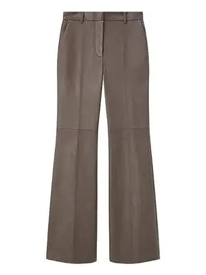 JOSEPH Tafira Flared Stretch-leather Trousers - Mushroom