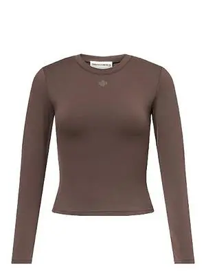 THE COUTURE CLUB Sculpting Long-sleeve Tech-jersey Top - Chocolate