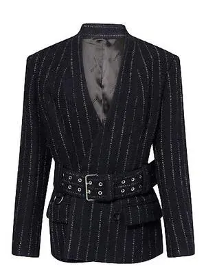 Isabel Marant Atrium Fyma Pinstripe Brushed Wool Blazer - Midnight