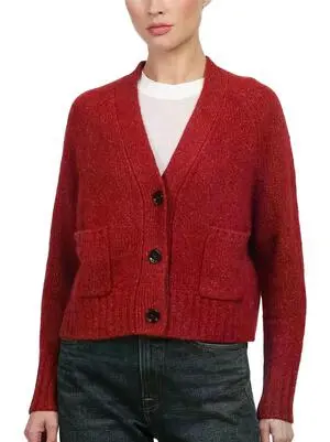 ALLUDE V-neck Cashmere Cardigan - Red