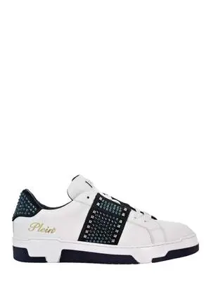 Philipp Plein Crystal-embellished Leather Sneakers - White