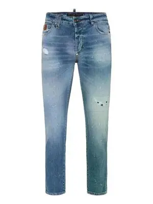 Philipp Plein Paint-splatter Distressed Jeans - Blue
