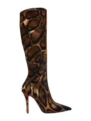 CHRISTIAN LOUBOUTIN 100mm Miss Z Pony Bengali Calf Hair Knee-high Stiletto Boots - Brown