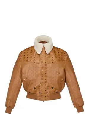 Mcm Shearling Bomber Jacket - Cognac