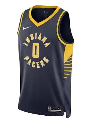 Nike Nba Indiana Pacers Tyrese Haliburton Icon Edition Jersey - Navy Blue/yellow
