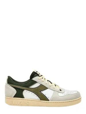 DIADORA Magic Basket Low Suede Leather Sneakers - White/kombu Green