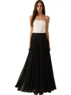 MODENAIRE Strapless Tulle Gown - White/black