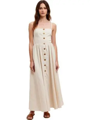 MODENAIRE Button Front Midi Dress With Pockets - Ivory