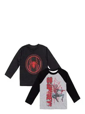 MARVEL 2-pack Long Sleeve T-shirts - Miles Morales Gray Gray