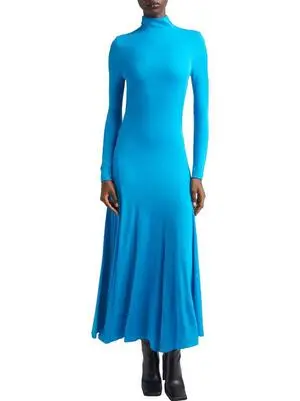 Alaïa Heart Cutout Long Sleeve Jersey Dress - Turquoise