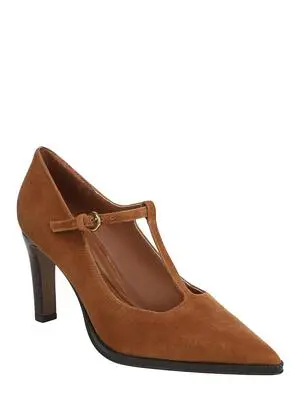 Franco Sarto Atley T-Strap Pointed Toe Pumps Saddle Brown