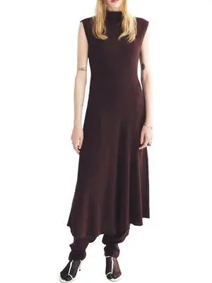 Mango Coco Mock Neck Sleeveless Dress - Brown