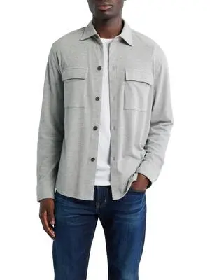 Scott Barber Scuba Knit Overshirt Grey Heather