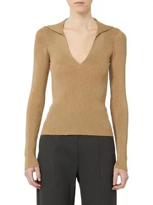 MM BY MAX MARA Ondata Metallic Rib Sweater - Light Gold
