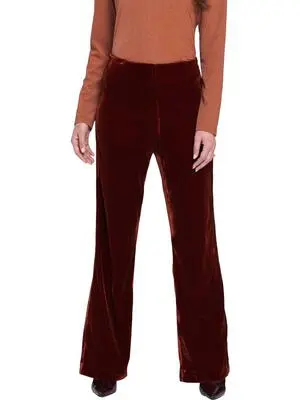 ELLE COLLECTION Velvet Wide Leg Trousers - Burnt Sienna