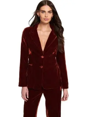 ELLE COLLECTION Velvet Blazer Jacket - Burnt Sienna
