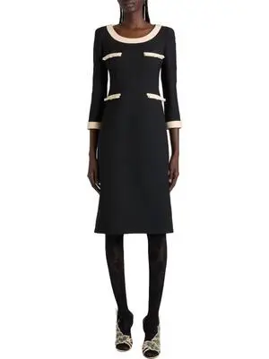 Valentino Garavani Bow Detail Crepe Couture Dress - Black/cream