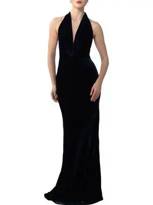 SAU LEE Velvet Gown - Midnight Blue