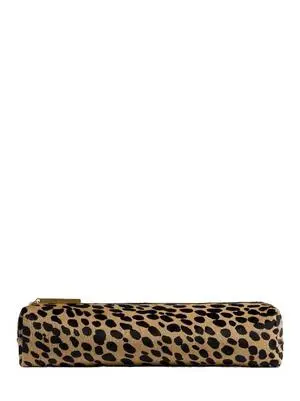 Khaite Kyle Leopard Print Calf Hair Pouch - Camel /black