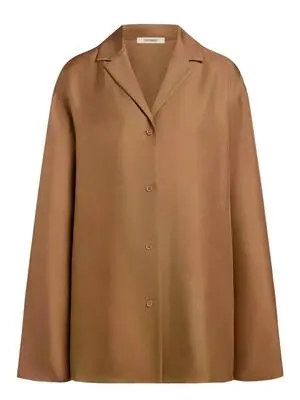 12 STOREEZ Button-down Silk Shirt - Brown