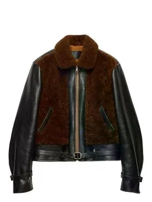 Prada Shearling Leather Jacket - Brown