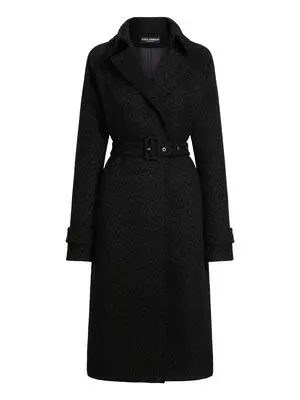 Dolce & Gabbana Tweed Double-breasted Trench Coat - Black
