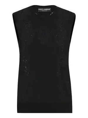 Dolce & Gabbana Wool And Lace Tank Top - Black