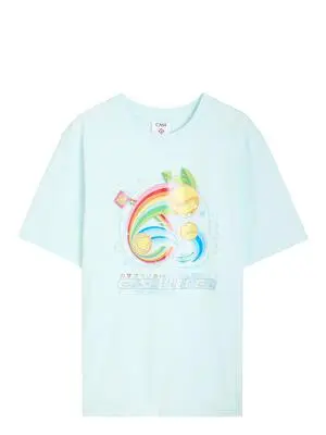Casablanca Manga Tennis Ball Printed Cotton T-shirt - Light Blue