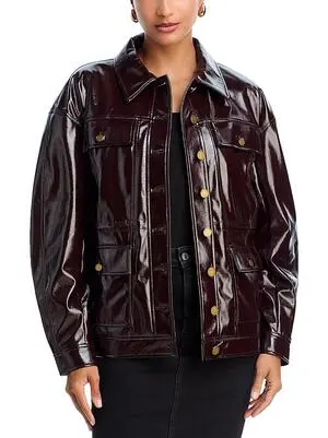 Rag & Bone Amy Faux Patent Leather Jacket - Brown
