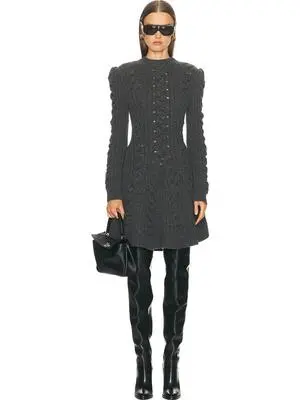 Alexander McQueen Cable Mini Dress - Dark Grey Melange