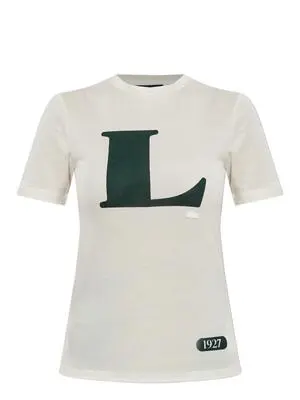Lacoste Silk T-shirt With Print - Cream