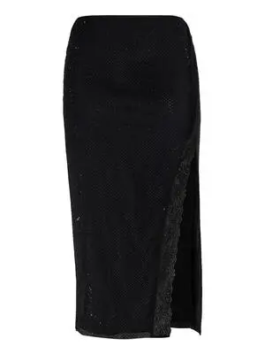 SELF-PORTRAIT Skirt With Shimmering Appliqués - Black