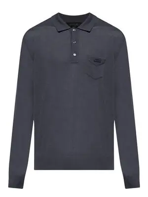 Lacoste Wool Polo With Long Sleeves - Navy Blue