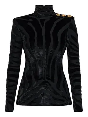 Balmain Top With A Stand-up Collar - Black