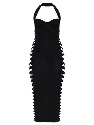 Balmain Slit Detail Midi Dress - Black
