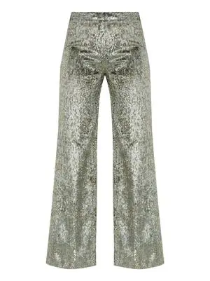 FORTE_FORTE Velvet Wide-leg Trousers With Lurex Thread - Silver
