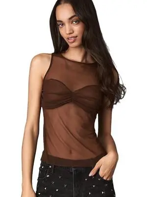 Maeve Sheer Tank Top - Chocolate